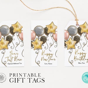New Year's Gift Tag - Editable in Corjl, Party Printables, Favor Tag ...