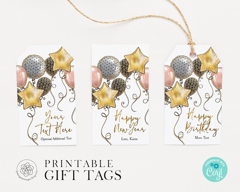 New Year's Gift Tag Editable in Corjl Party Printables - Etsy