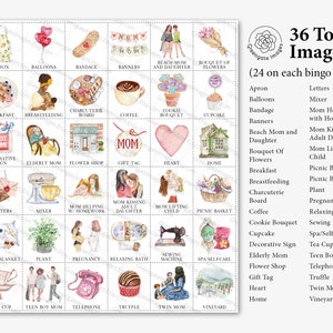 Mother's Day Bingo - 50 Printable Bingo Cards, Mom Ladies Tea Party ...
