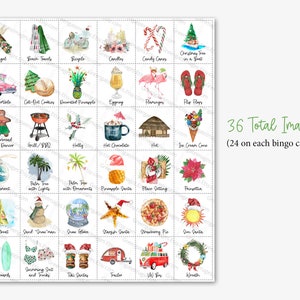 Tropical CHRISTMAS Bingo: 50 Printable Bingo Cards With Hawaii Island ...