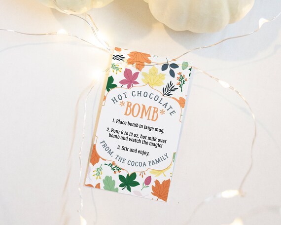 Fall Hot Chocolate Bomb Tag PRINTABLE Hot Cocoa Bomb Tag - Etsy