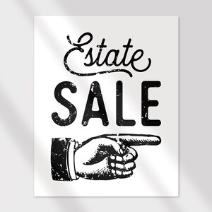 8.5x11" Estate Sale Signs - PRINTABLE 4-pack of Signs With Directional ...