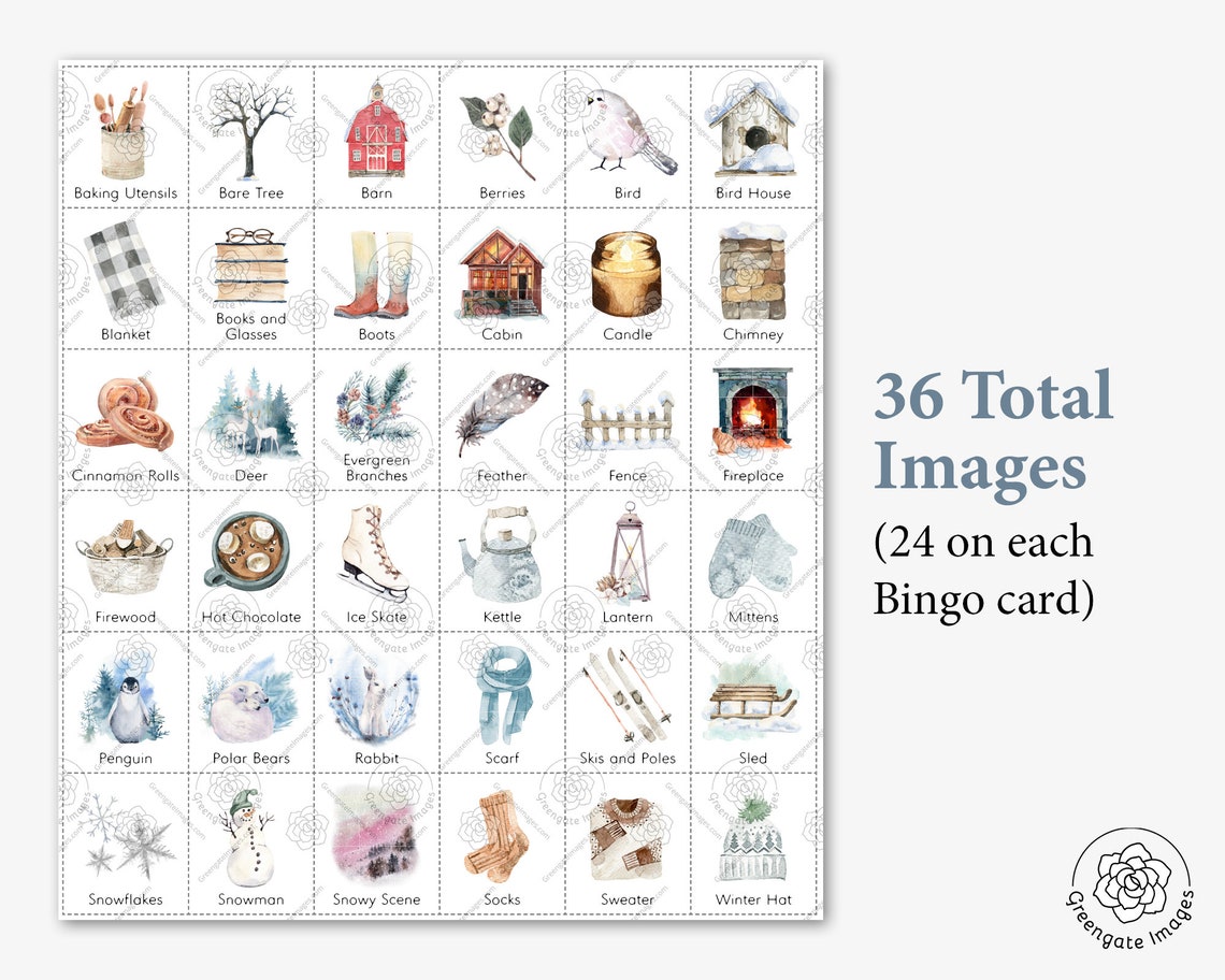 Winter II Bingo Cards: Printable Bingo 50 Cards Senior - Etsy