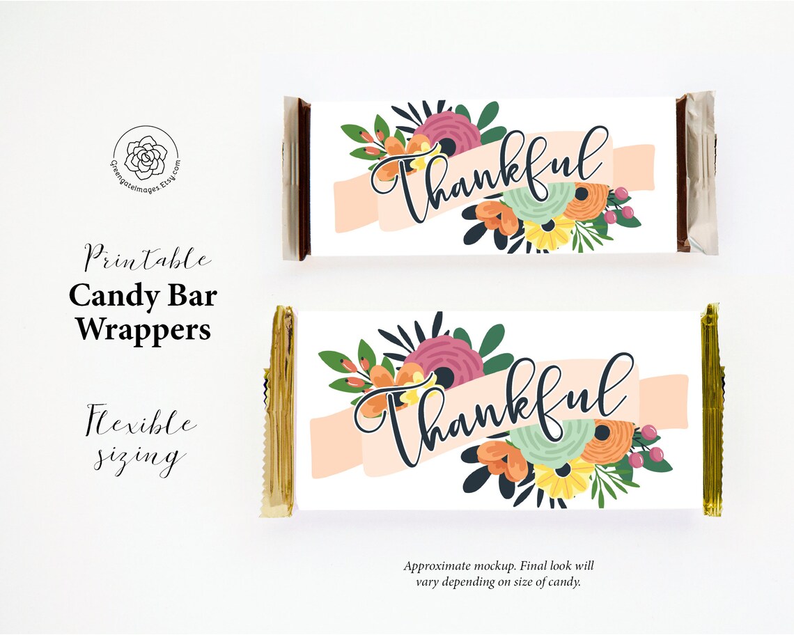 Thankful Candy Bar Wrappers PRINTABLE Hershey bar wrapper | Etsy