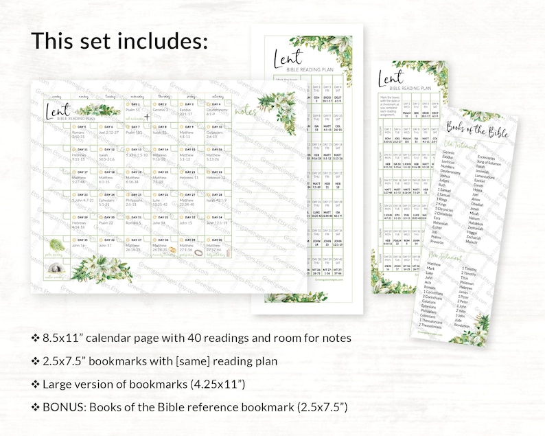 Lent Bible Reading Plan - Bookmarks and Calendar - Printable Lenten ...