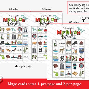 Michigan Bingo Cards 50 PRINTABLE Unique Cards to Download Instantly ...