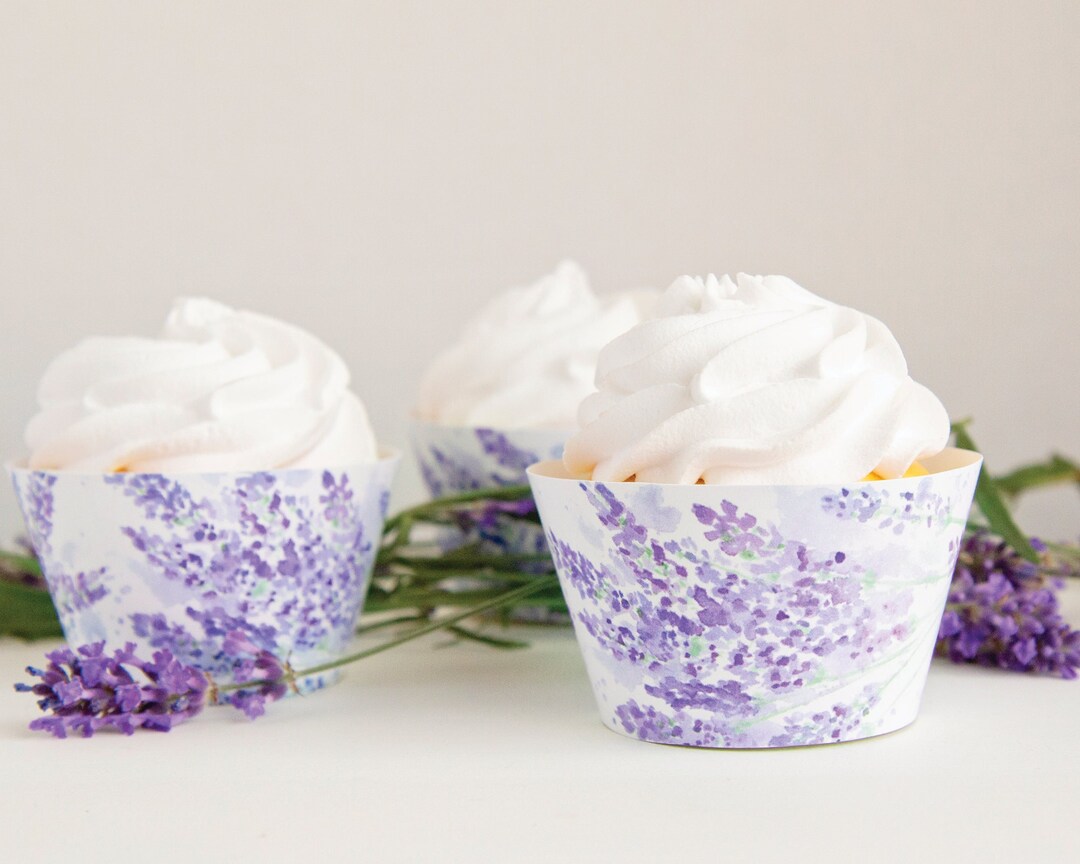 Lavender Flower Cupcake Wrapper - Printable Cupcake Wrapper, Floral ...