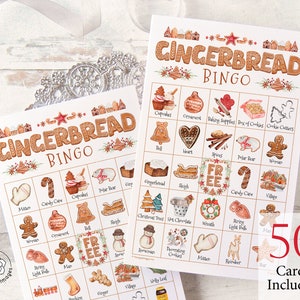 Gingerbread Bingo Cards - 50 PRINTABLE Unique Cards, Download, Senior ...
