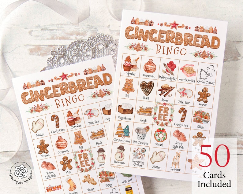 Gingerbread Bingo Cards 50 PRINTABLE Unique Cards Download - Etsy
