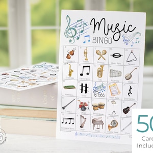 Music Bingo - 50 PRINTABLE Unique Cards. Instant Digital Download PDF ...