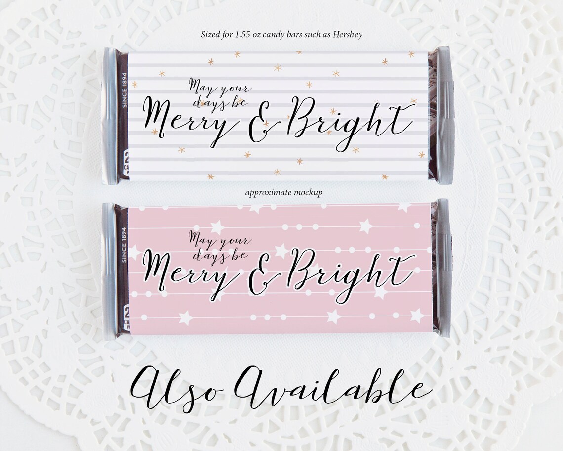 Christmas Candy Bar Wrappers PRINTABLE Hershey Bar Wrapper | Etsy