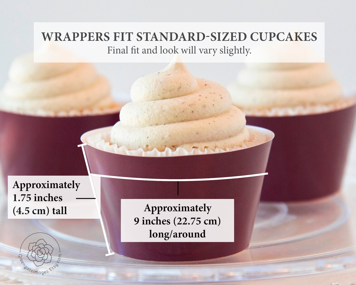 Solid Burgundy Cupcake Wrapper - Printable Instant Download, Standard ...