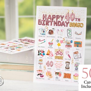 40th Birthday Bingo - 50 PRINTABLE Unique Cards. Instant Digital ...