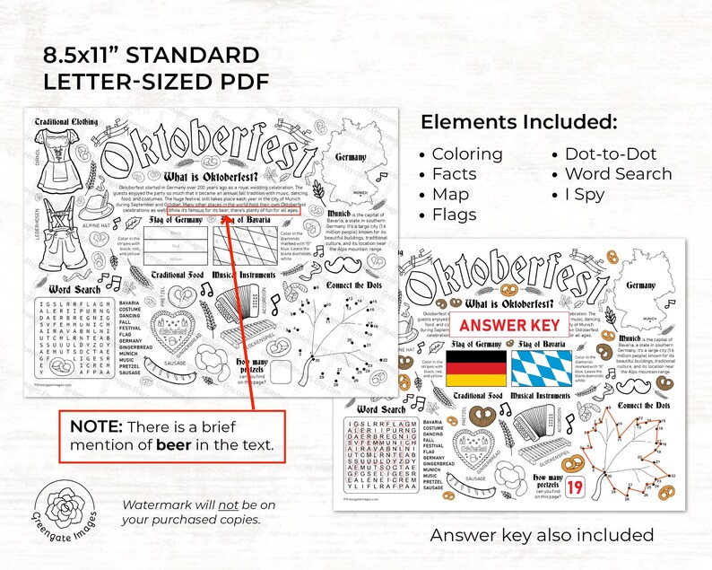 Oktoberfest Activity Page - PRINTABLE Instant Download PDF for Kids and ...