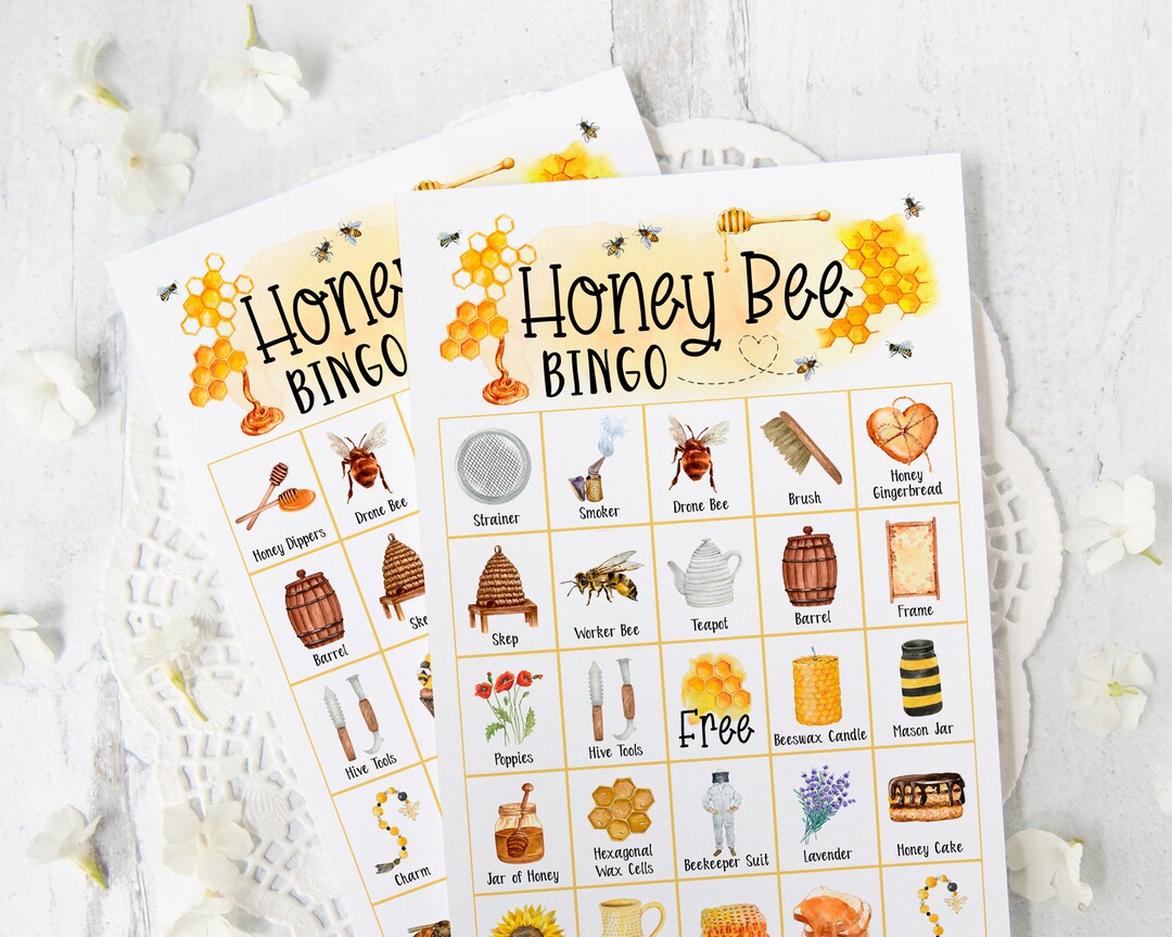 Honey Bee Bingo - 50 PRINTABLE Unique Cards, Game Idea, Beekeeping ...