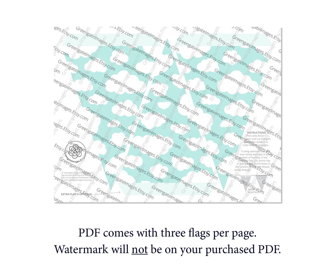 Cloud Bunting - Cloud Banner, Printable Bunting, Cloud Printable, Party ...