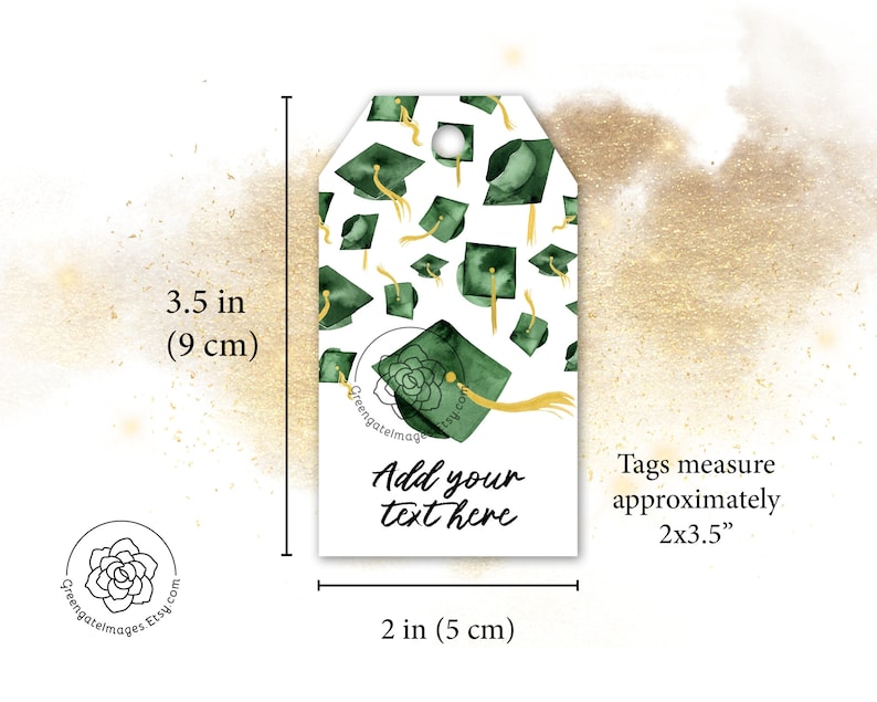 Green Graduation Cap Gift Tags PRINTABLE Editable Corjl - Etsy