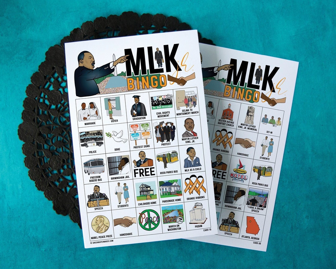 MLK Bingo 50 PRINTABLE Unique Cards. Instant Digital Download PDF ...