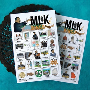 MLK Bingo 50 PRINTABLE Unique Cards. Instant Digital Download PDF ...