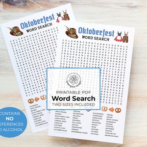 Oktoberfest (non-alcoholic) Word Search - Big PRINTABLE 40-word Find ...