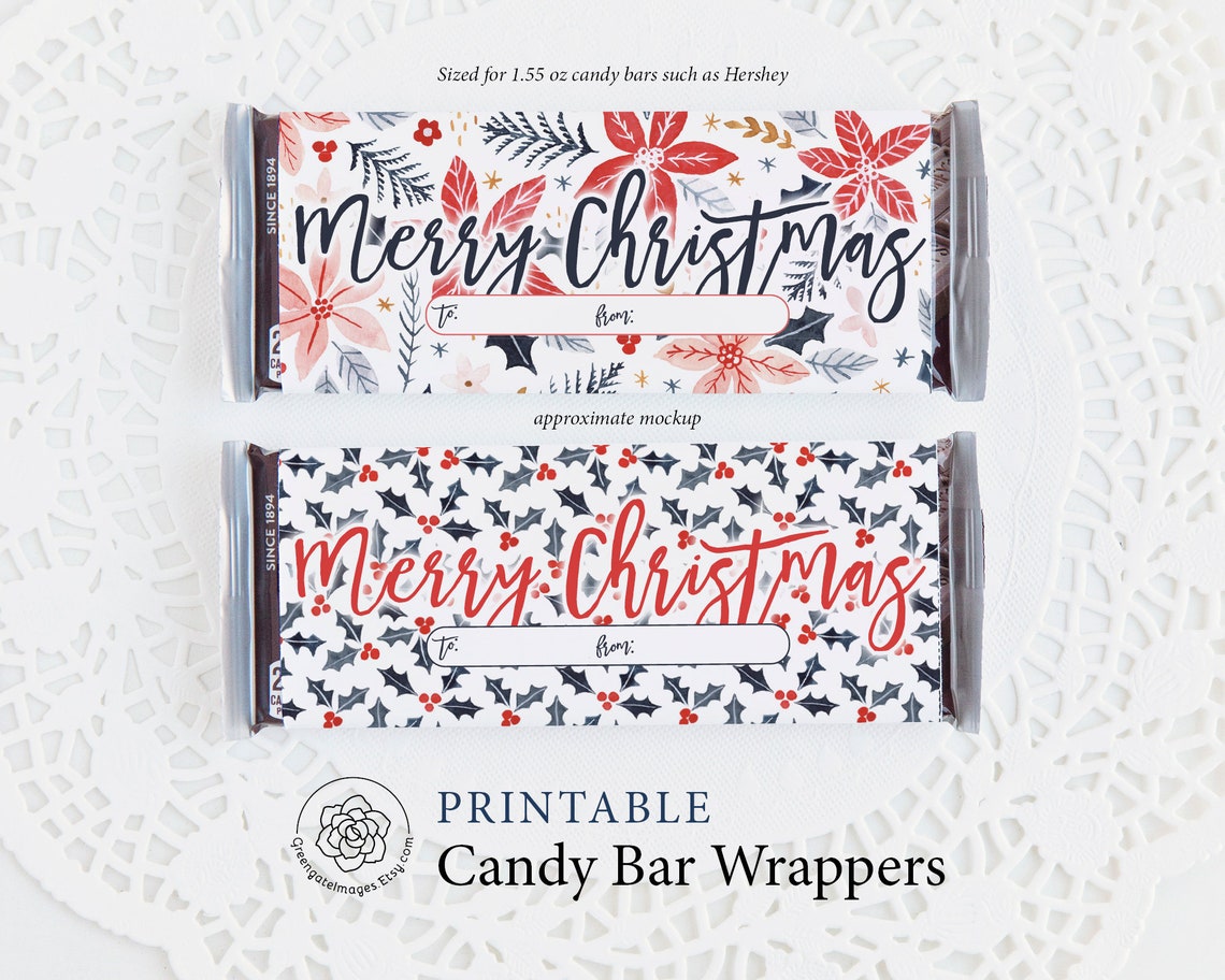 Christmas Candy Bar Wrappers PRINTABLE Hershey Bar Wrapper | Etsy