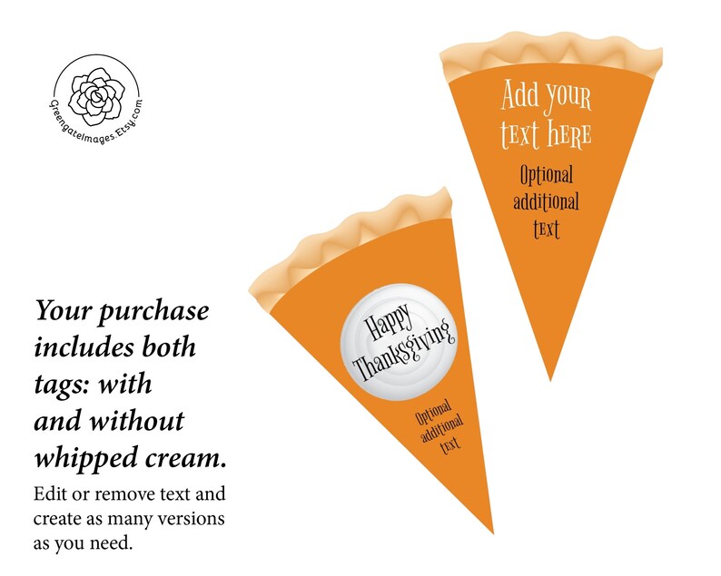 Pumpkin Pie Gift Tags CORJL editable favor tags printable | Etsy