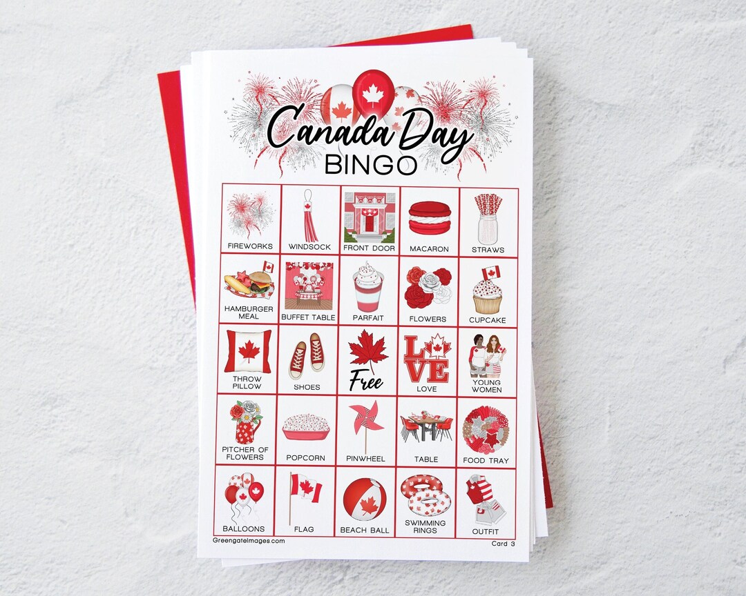 Canada Day Bingo Cards: Printable Bingo, 50 Cards, 1st of July Party ...