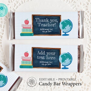 School Candy Bar Wrappers - PRINTABLE Custom Candy Wrap, Editable in ...