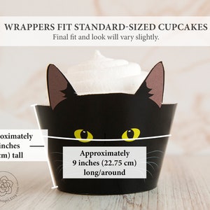 Black Cat Cupcake Wrappers - PRINTABLE Halloween Cupcake Wrappers, Cute ...