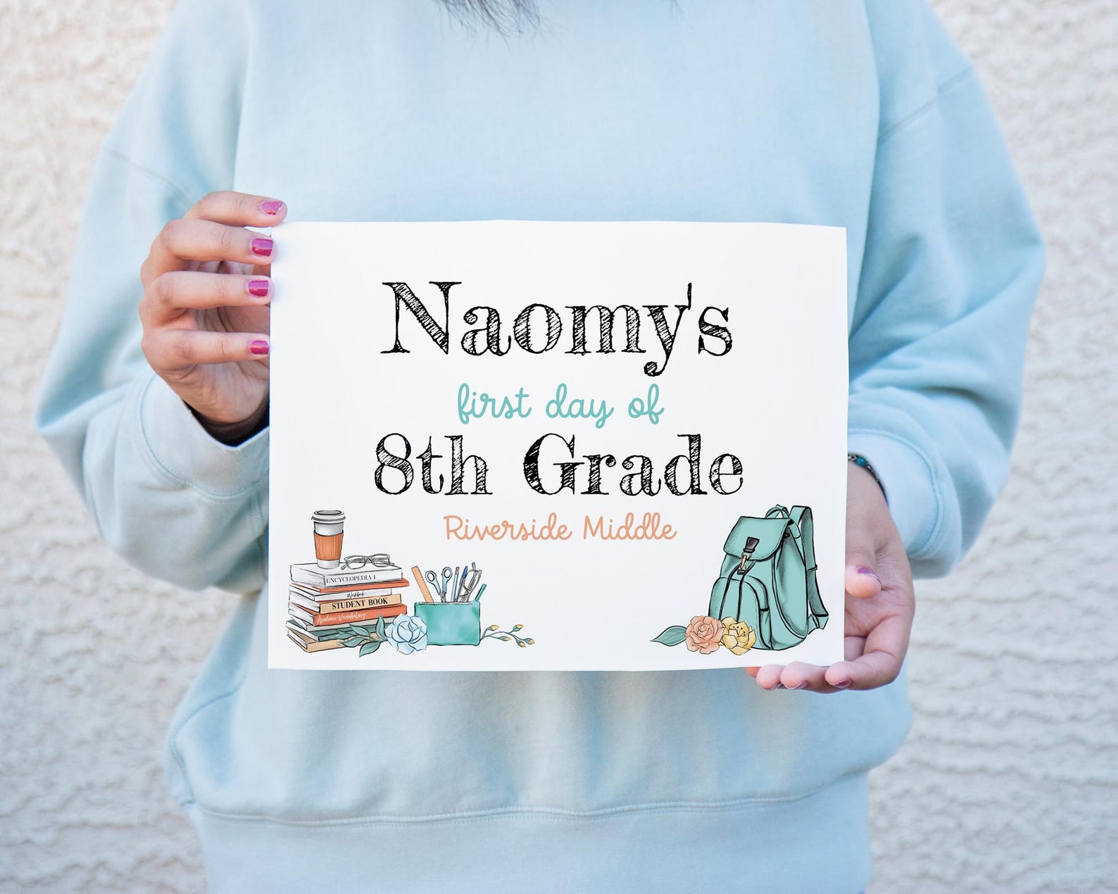 First Day of School Sign Template - Editable Corjl, 8.5x11" Sign ...