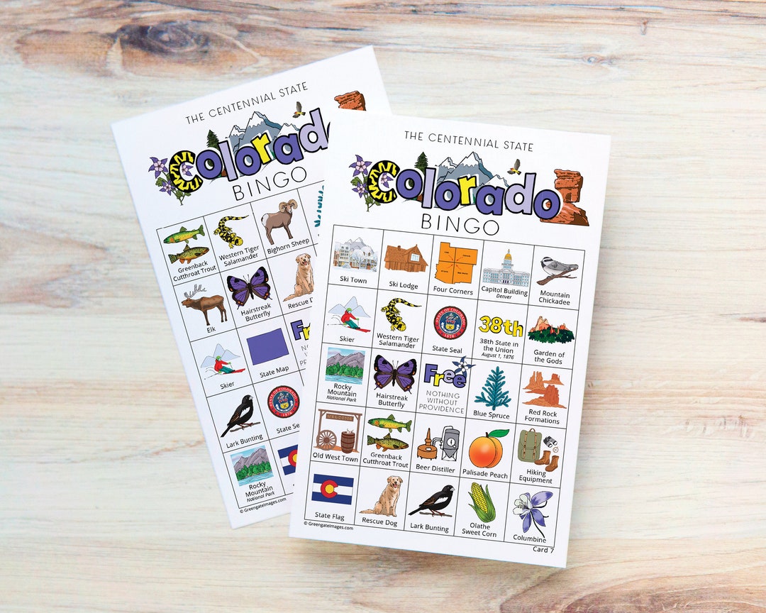 Colorado Bingo Cards - 50 PRINTABLE Unique Cards to Download Instantly ...