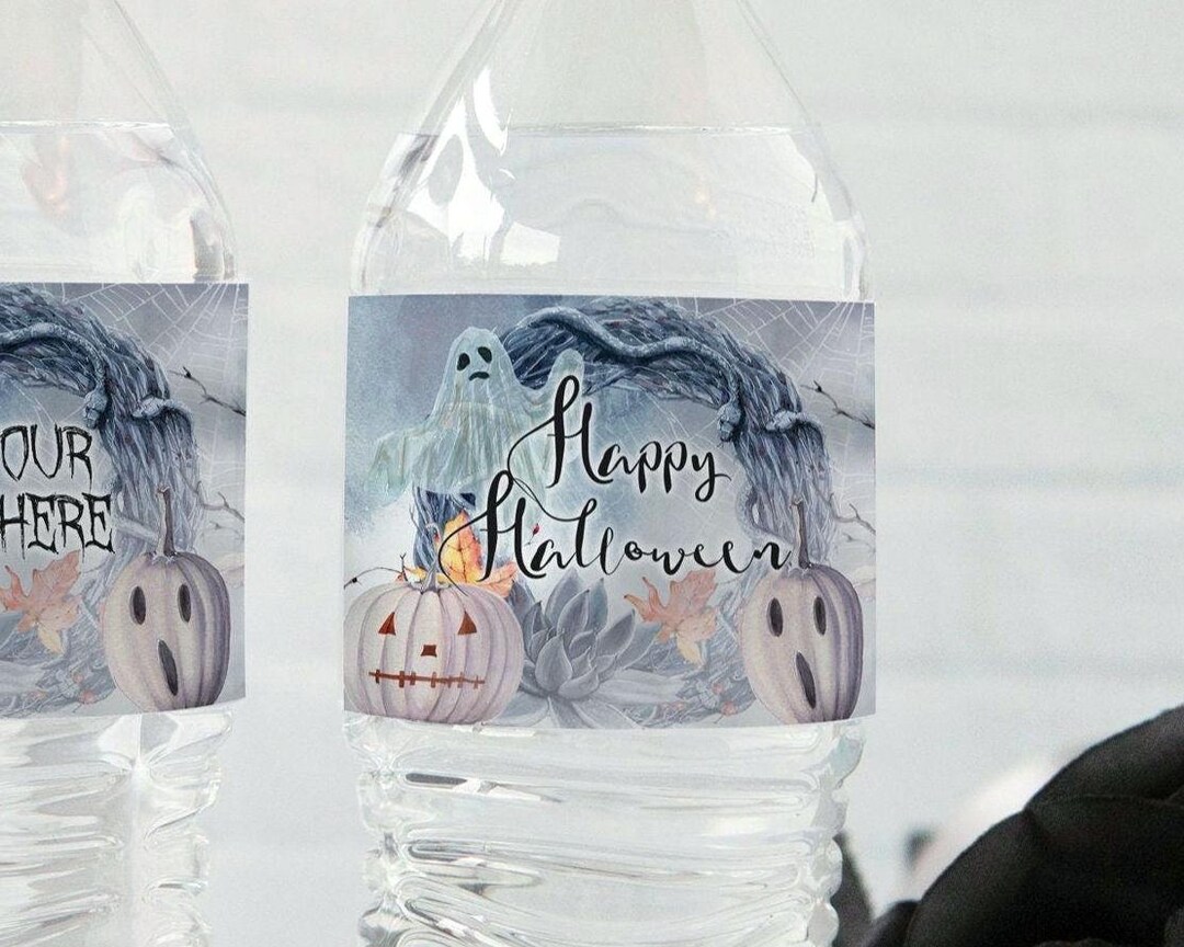 Spooky Beautiful Halloween Water Bottle Label - PRINTABLE Beverage ...