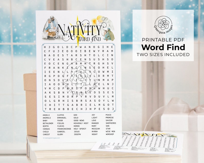 Nativity Word Find - PRINTABLE Downloadable Activity. Christmas Word ...