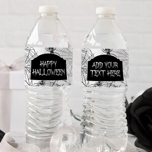 Spiderweb Halloween Water Bottle Label - Printable, Corjl Editable ...