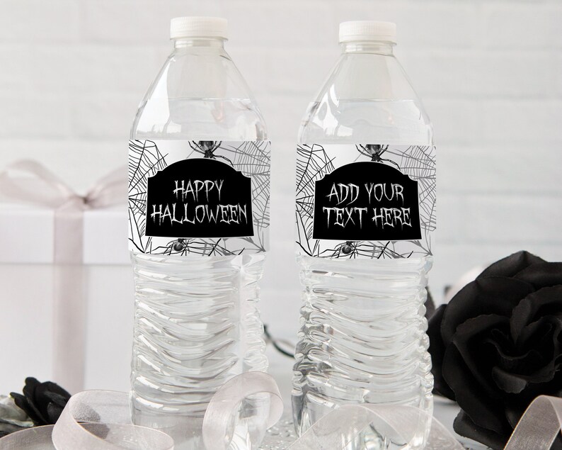 Spiderweb Halloween Water Bottle Label Printable Corjl - Etsy