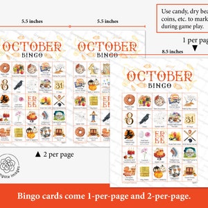 October Bingo - 50 PRINTABLE Unique Cards. Instant Digital Download PDF ...