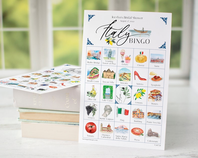 Italy Bingo PRINTABLE 50 Group Game Idea Personalized - Etsy