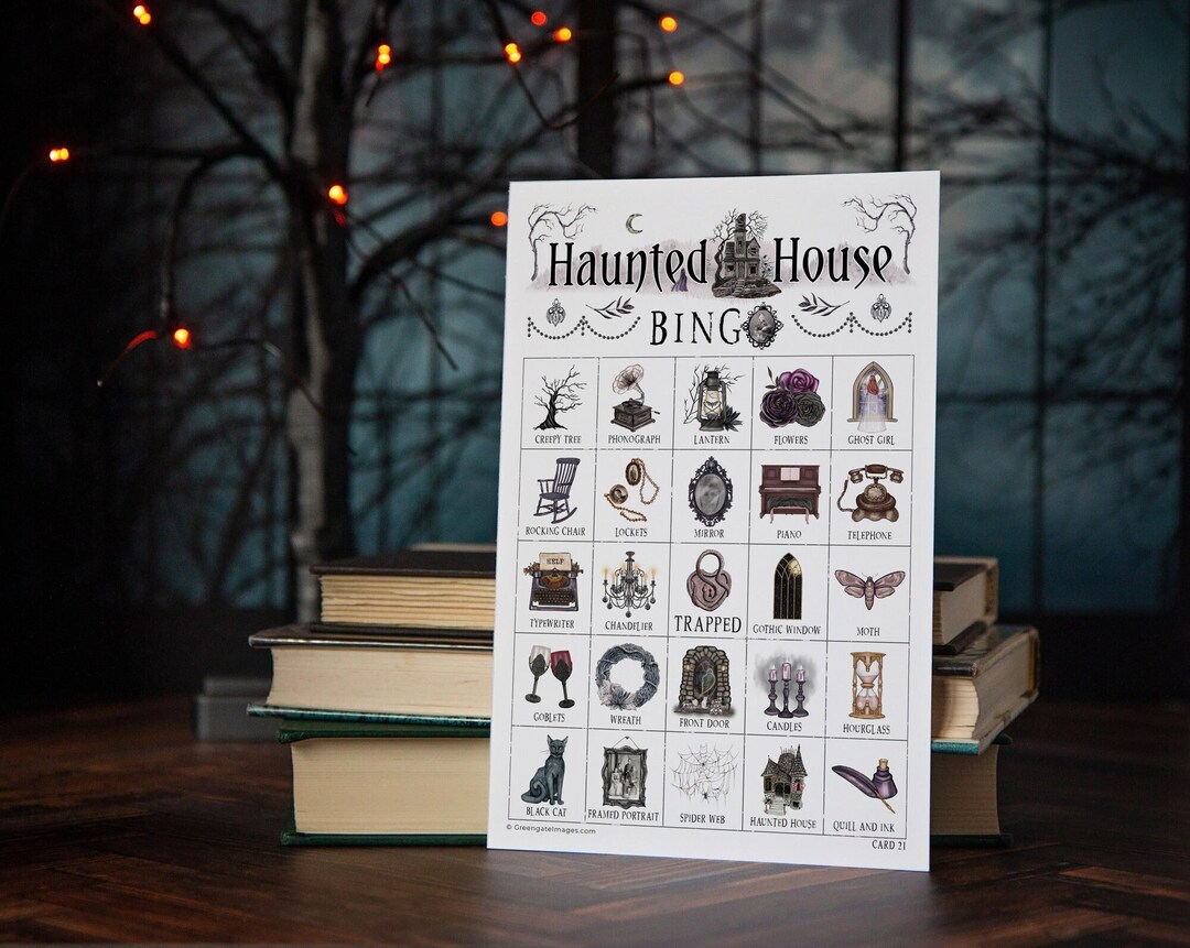 Haunted House Bingo Cards - 50 PRINTABLE Bingo Cards, Large Party Idea ...