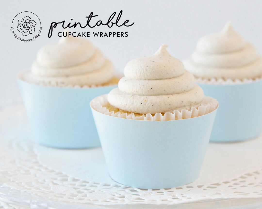 Solid Light Blue Cupcake Wrapper Printable Instant Download - Etsy