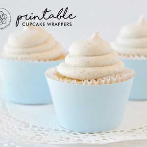 Solid Light Blue Cupcake Wrapper - Printable Instant Download, Standard ...