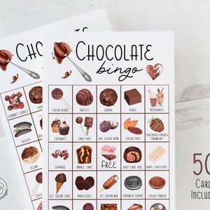 Chocolate Bingo Cards: Printable Bingo Cards Color Pictures | Etsy