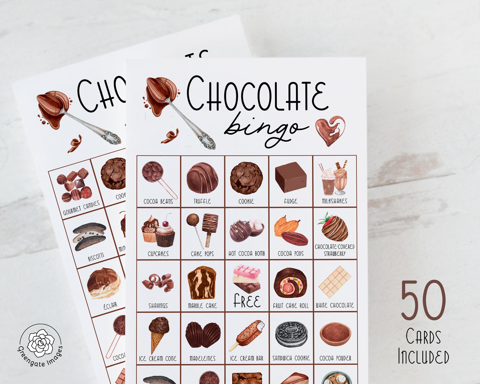 Chocolate Bingo Cards: Printable Bingo Cards Color Pictures - Etsy UK