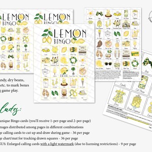 Lemon Bingo - 50 PRINTABLE Unique Cards. Instant Digital Download PDF ...