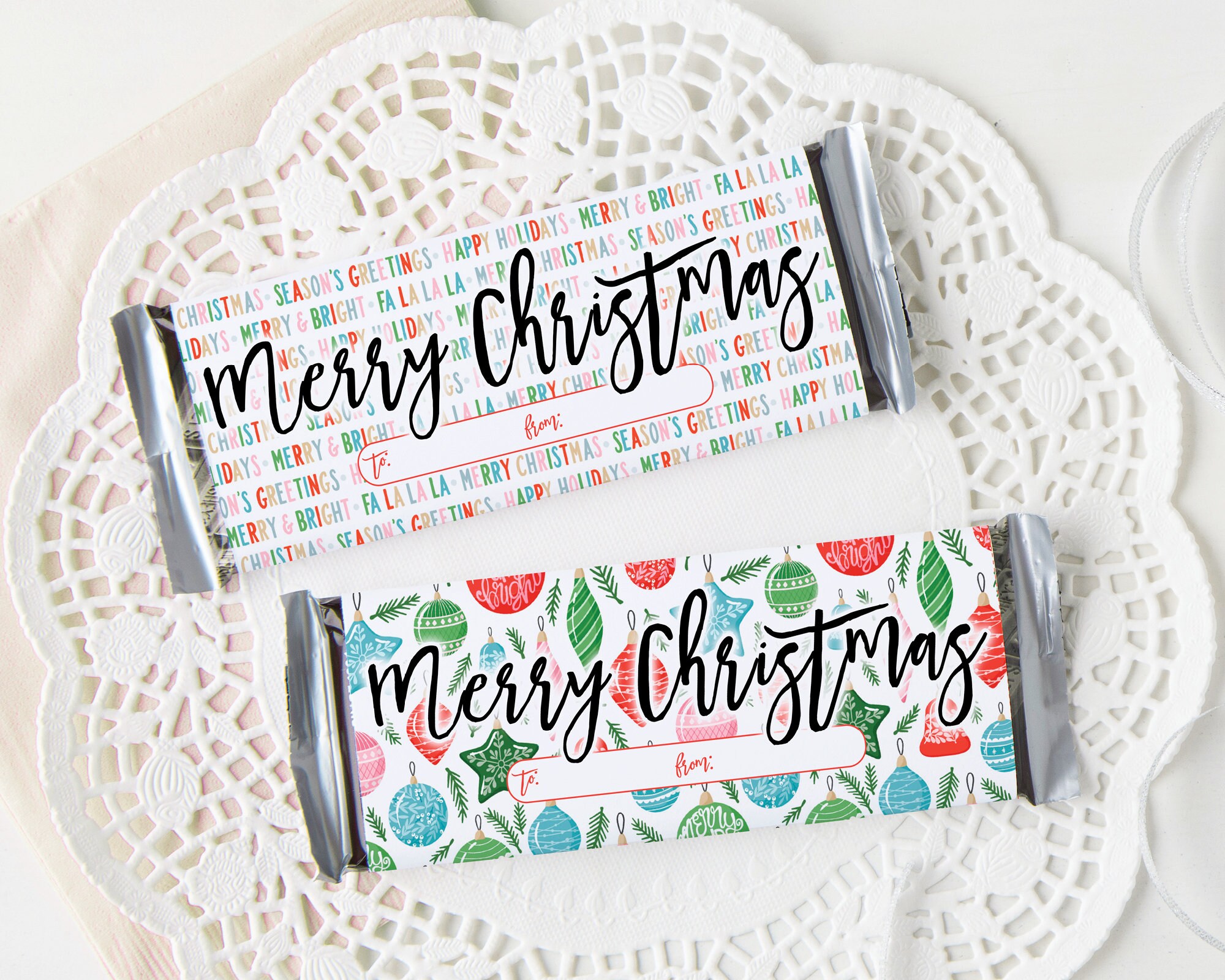 Christmas Candy Bar Wrappers - PRINTABLE Candy Bar Wrapper, Merry ...