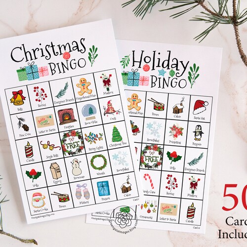 Printable Christmas Bingo Game Activity With 50 Unique Cards - Etsy