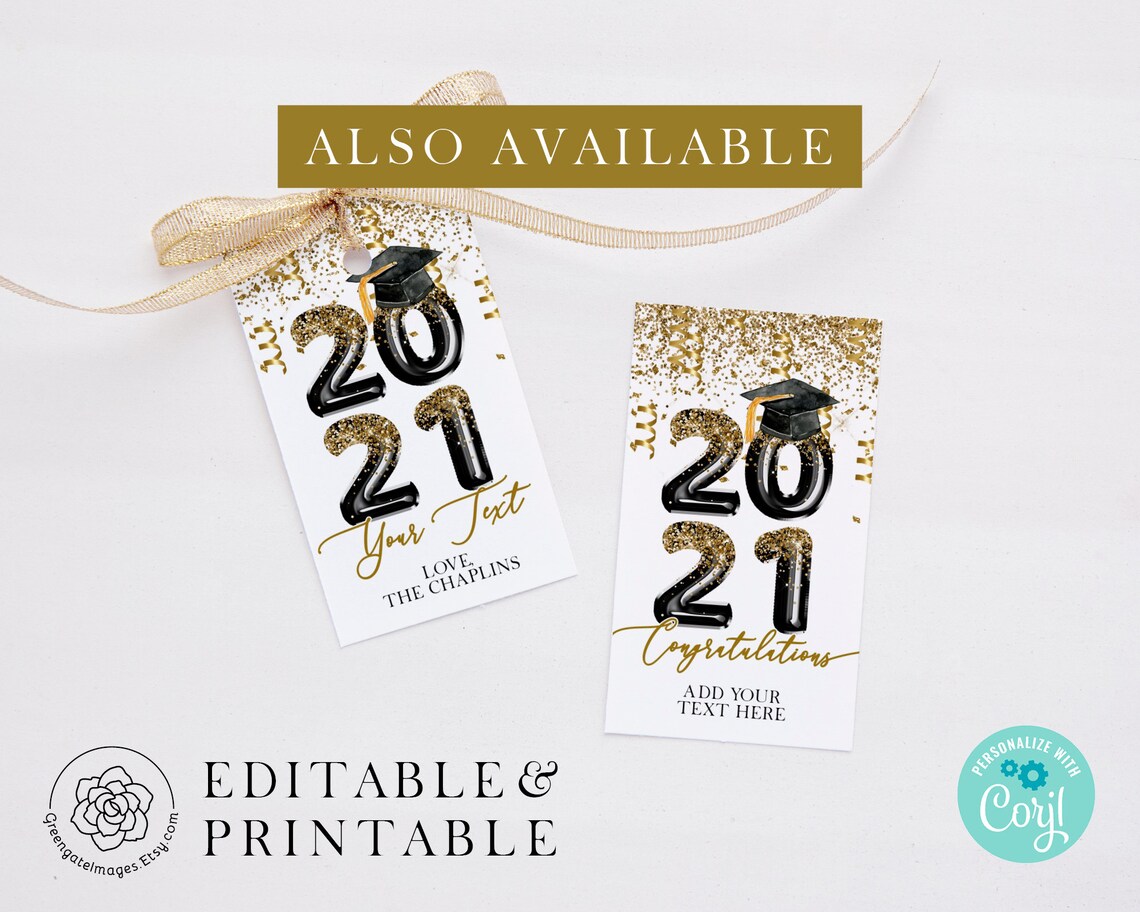 Graduation Gift Tags Printable Gift Tag Editable Corjl | Etsy