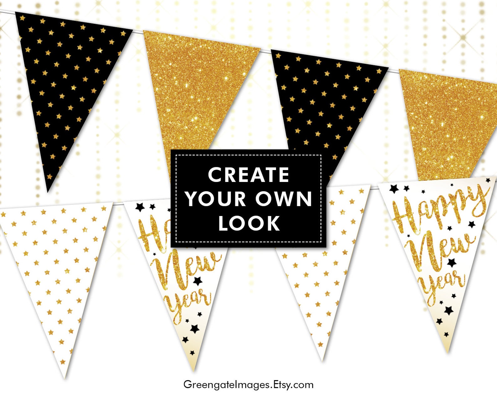 Happy New Year Bunting Party Printable Digital Banner | Etsy India