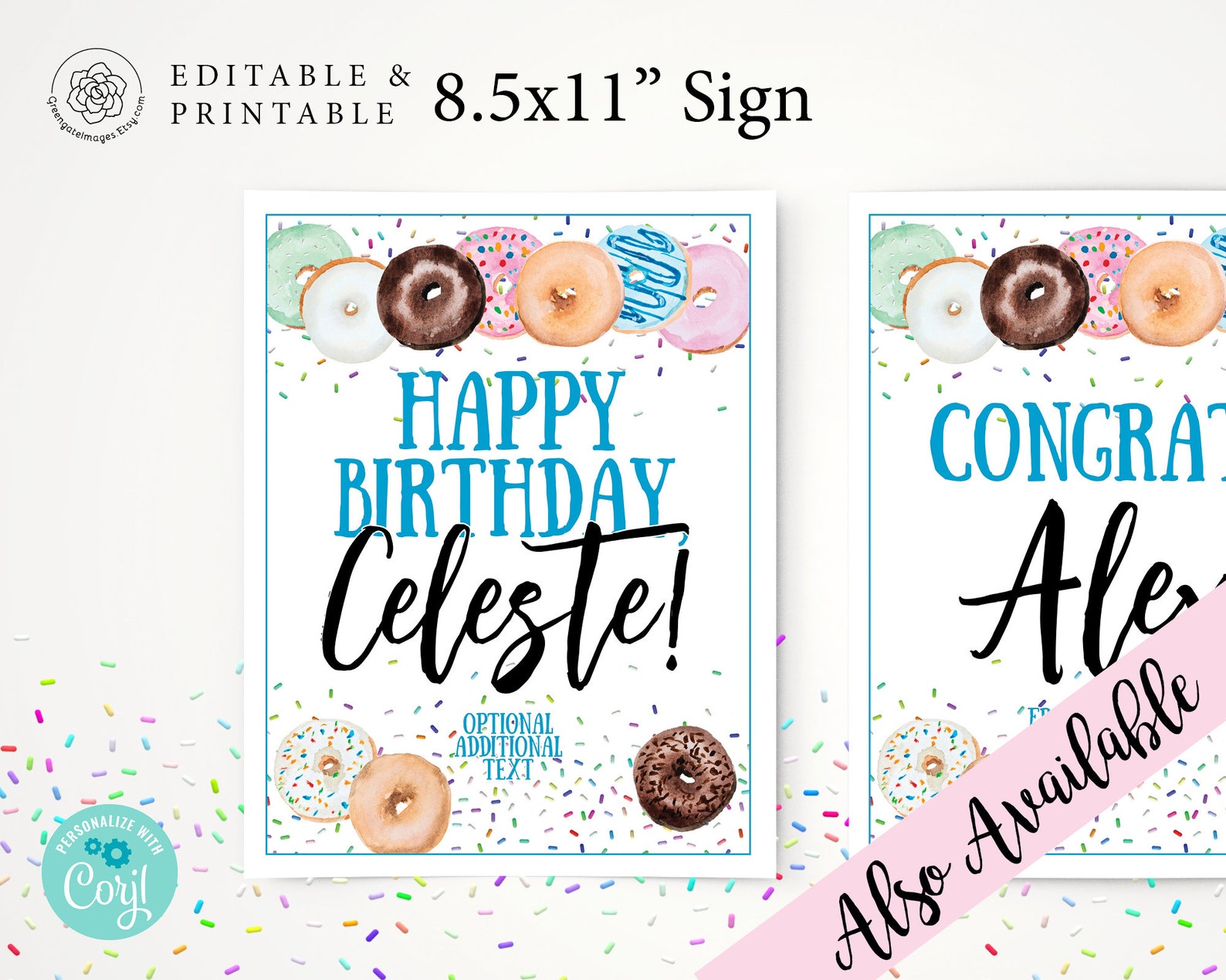 Editable Birthday Sign Editable Corjl 8.5x11 Inch Custom | Etsy