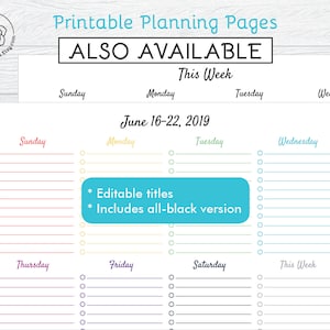 Printable Task List - Editable List Page, Color and Black White Version ...