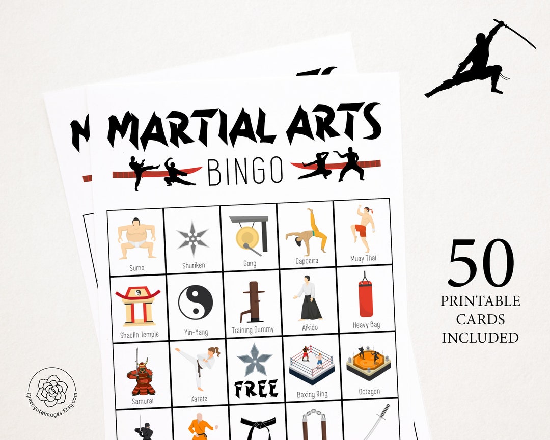 Martial Arts Bingo: PRINTABLE 50 Cards Bingo Pdf Game Party - Etsy